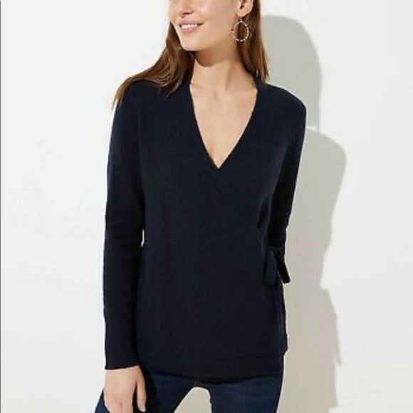 LOFT | Sweaters | Loft Navy Blue Side Tie Wrap Sweater | Poshmark